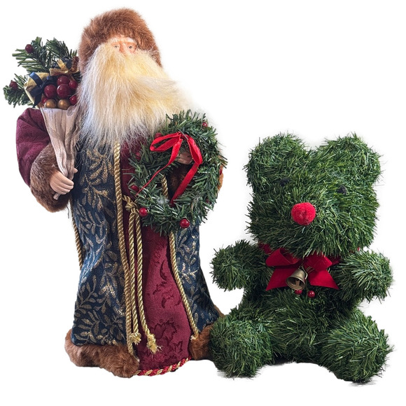 Accents | Bundle Festive Santa Tree Or Table Topper And Topiary Bear ...